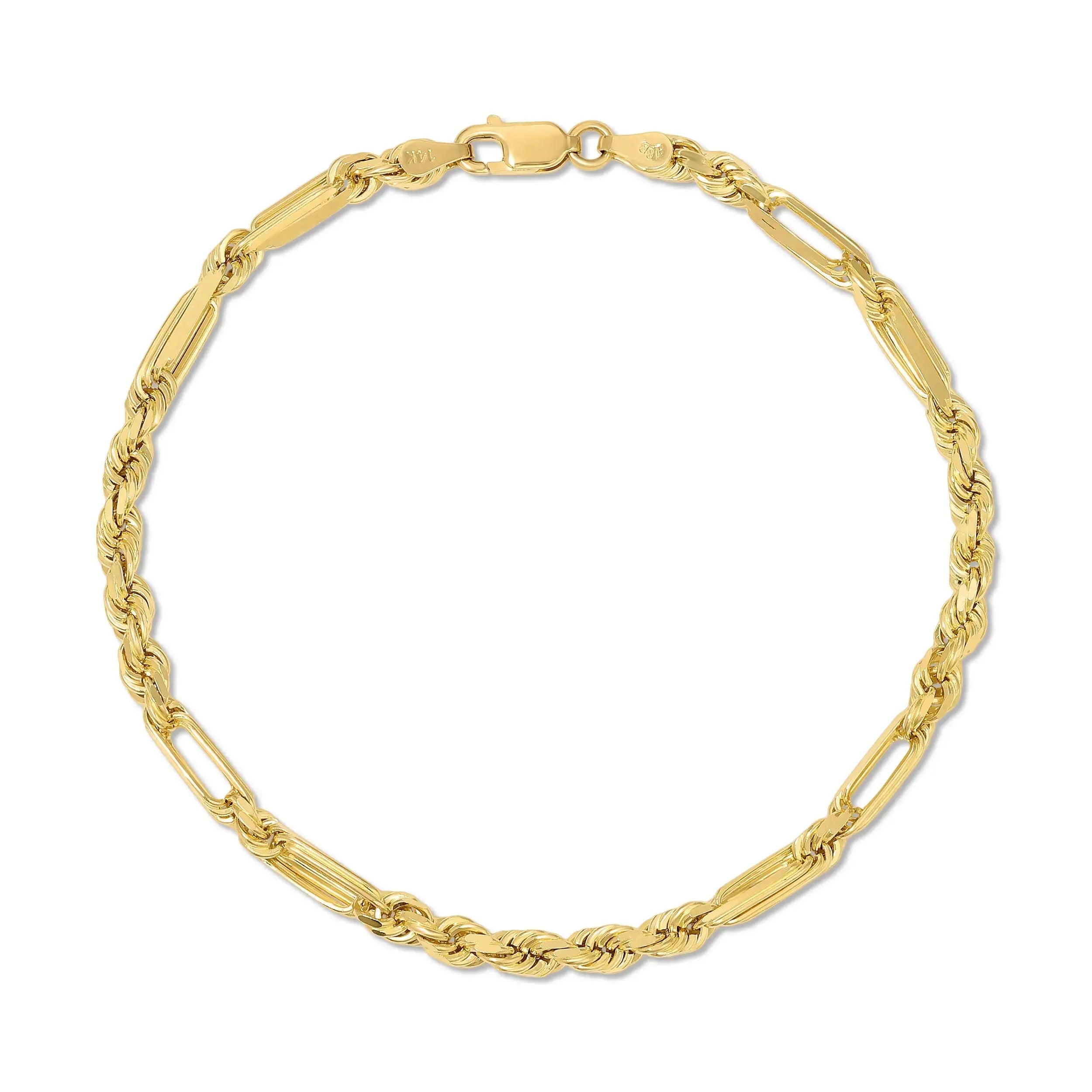 14k Gold Milano Rope Bracelet 3mm FigaRope – vandpjewelry