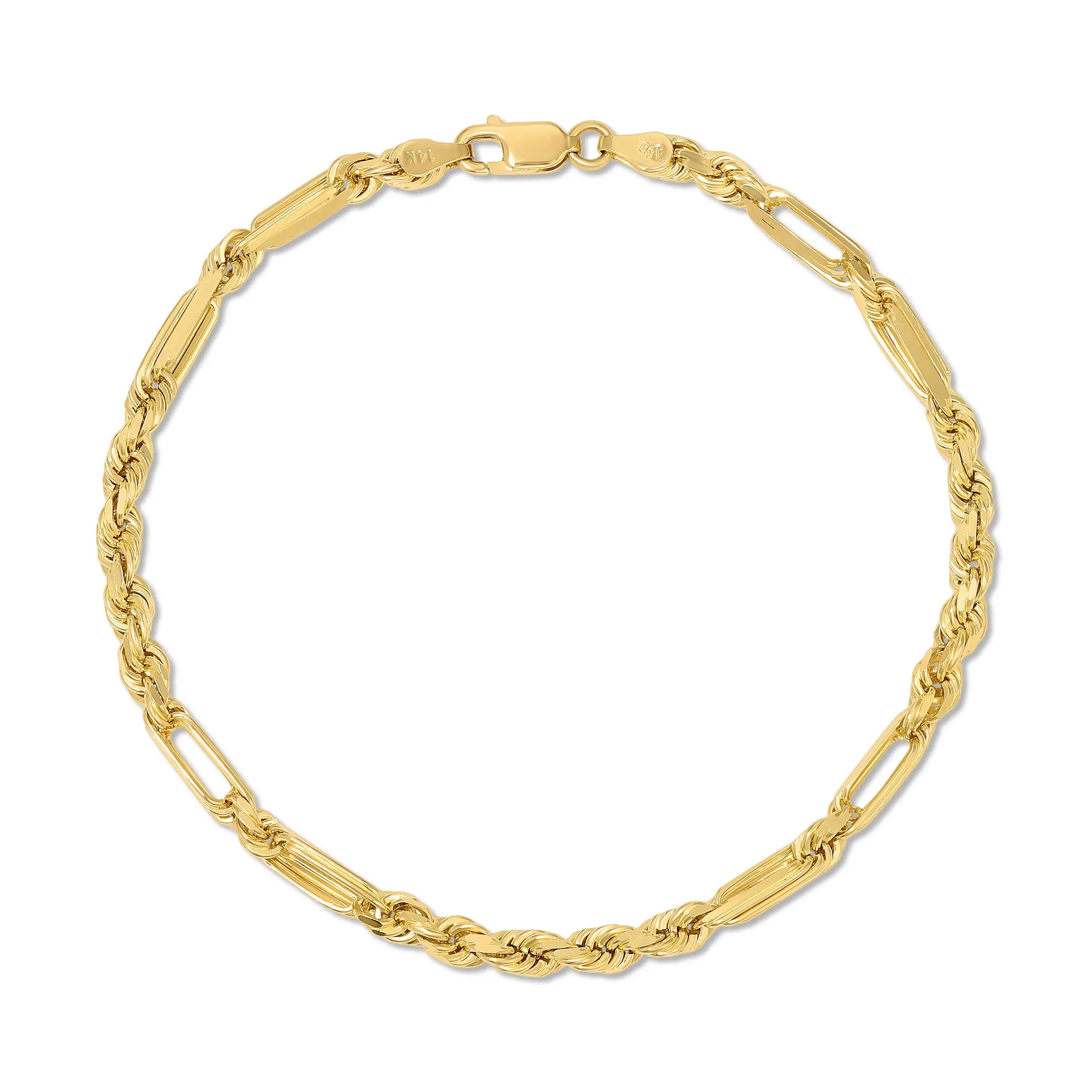 14k Gold Milano Rope Bracelet 4mm FigaRope – vandpjewelry